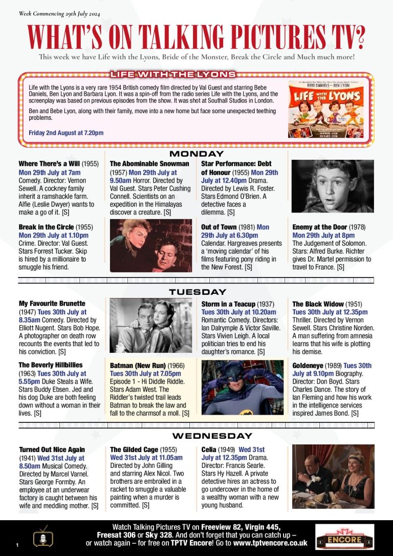 TV Highlights – Talking Pictures TV